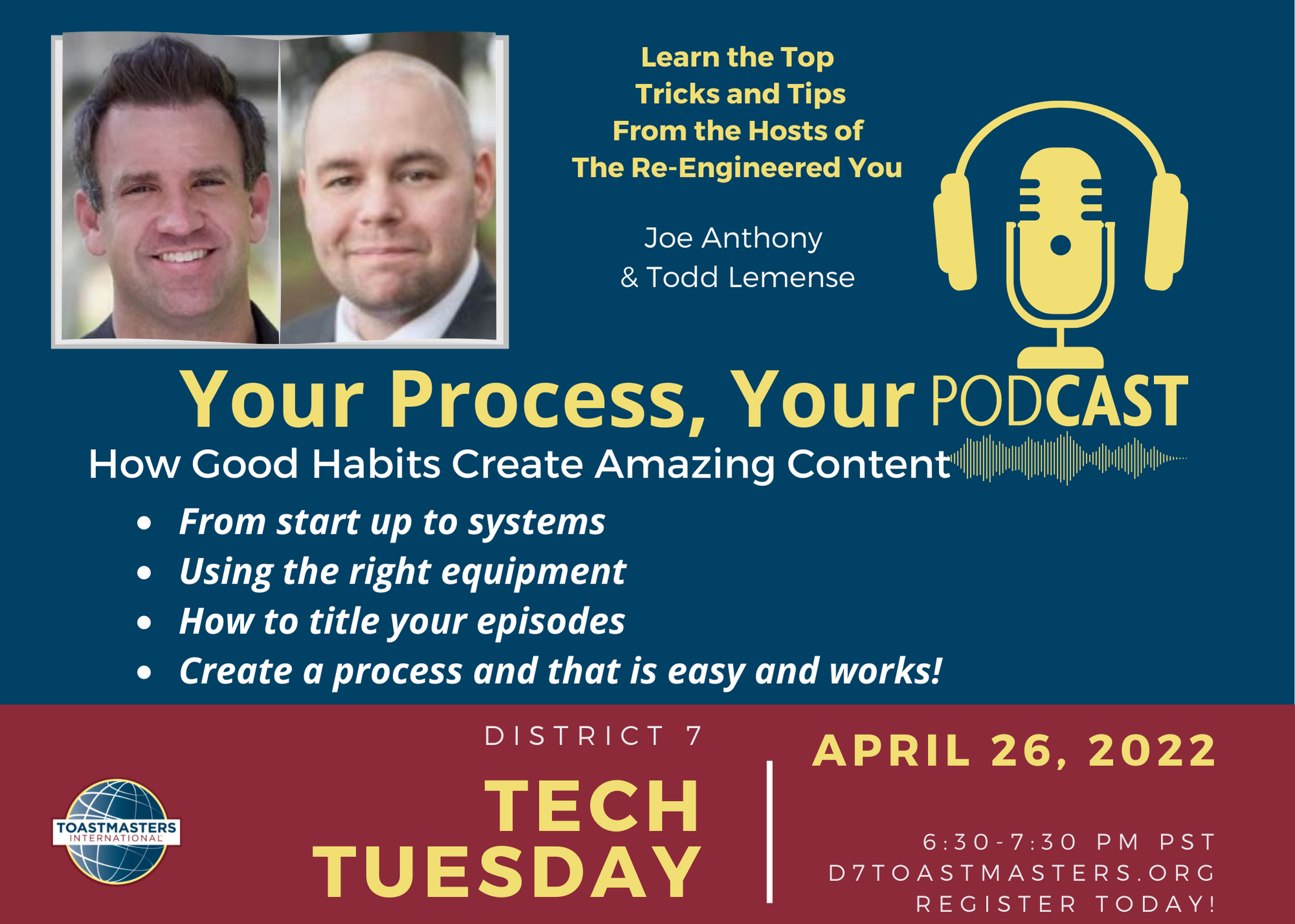 Tech Tuesday: Your Podcast (Good Habits … Amazing Content), 6:30-7:30PM ...