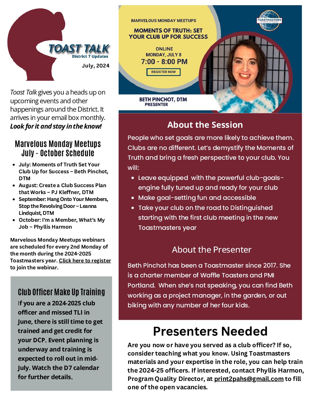 Toast Talk | District 7 Toastmasters